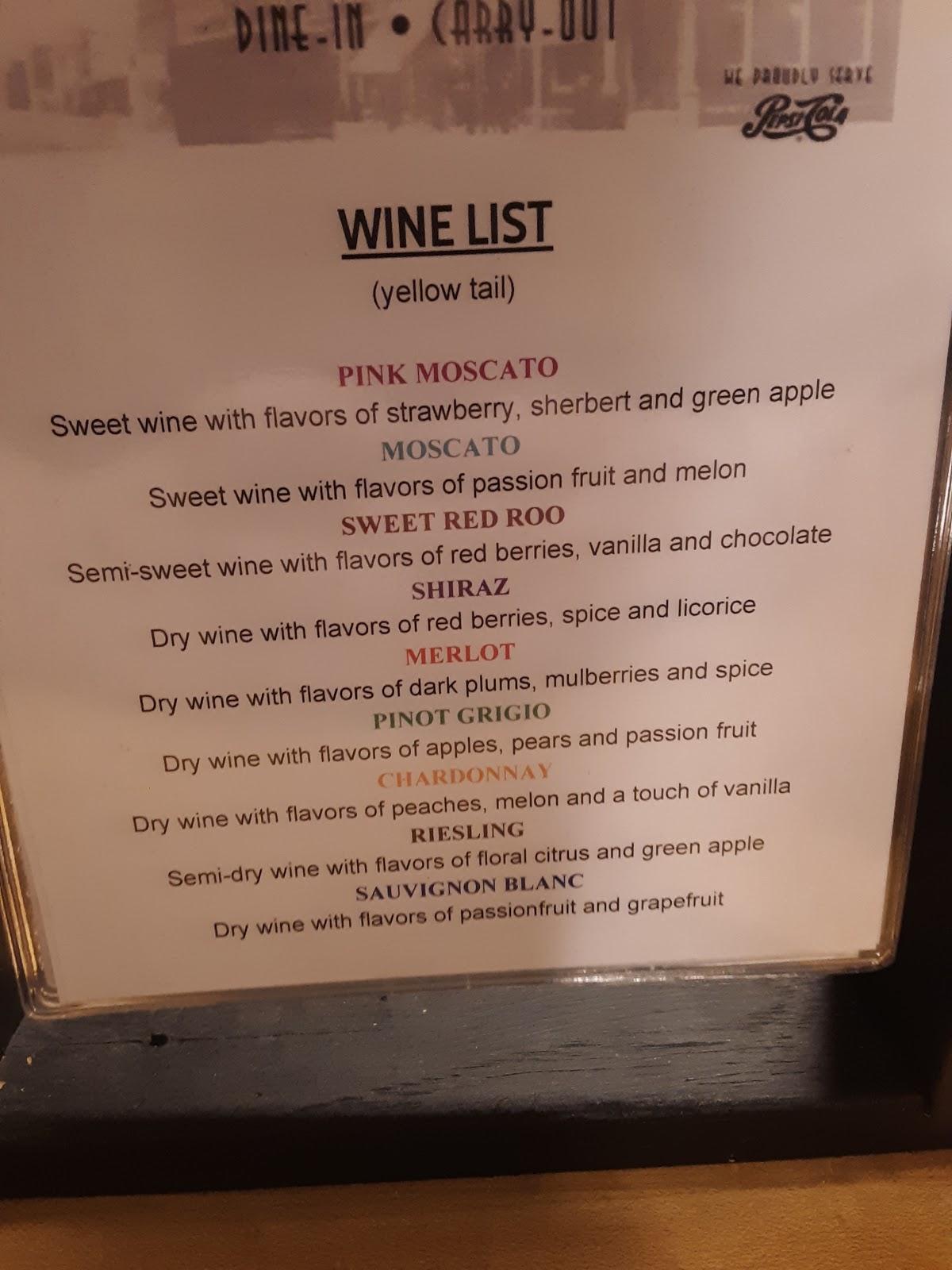 Menu at Tasos' Oskaloosa steakhouse, Oskaloosa