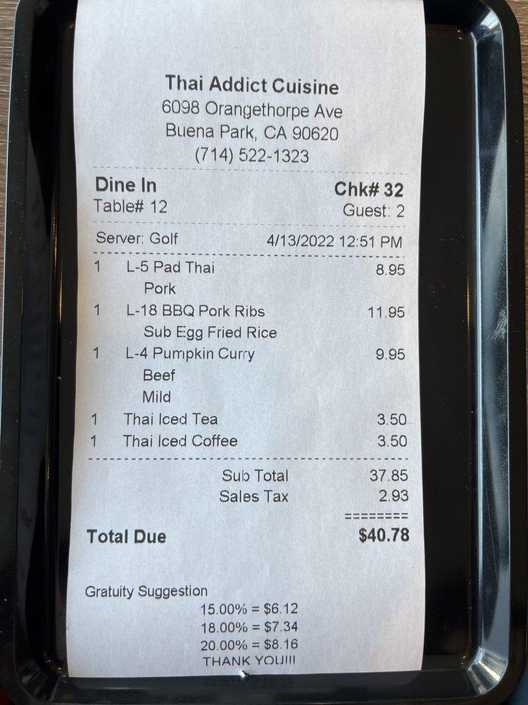 Thai Addict Cuisine, 6098 Orangethorpe Ave in Buena Park - Restaurant ...