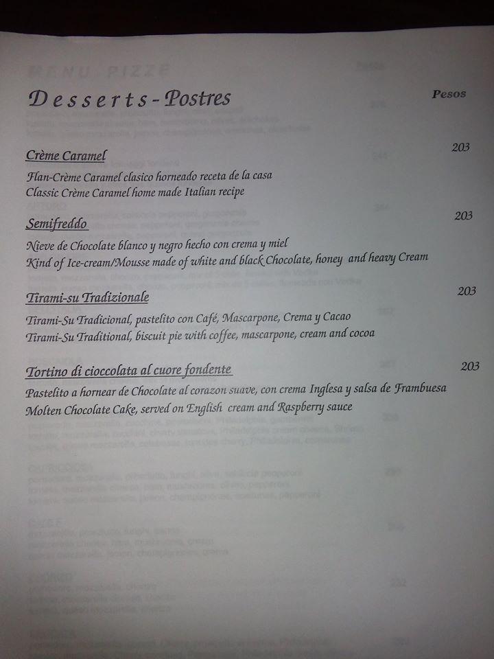 Menu at The Italian Job pizzeria, Cabo San Lucas, Av. del Pescador 7