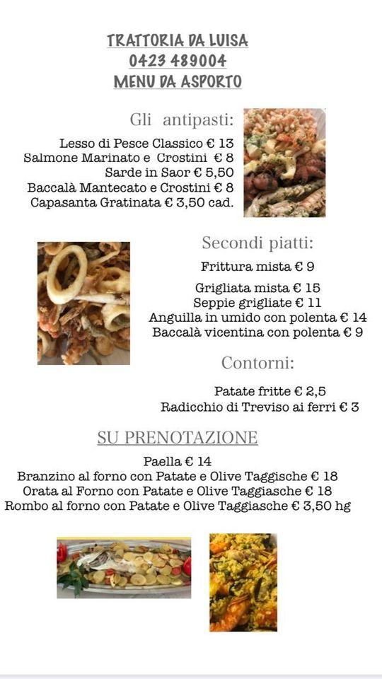 Carta de Trattoria Bar Da Luisa, Vedelago