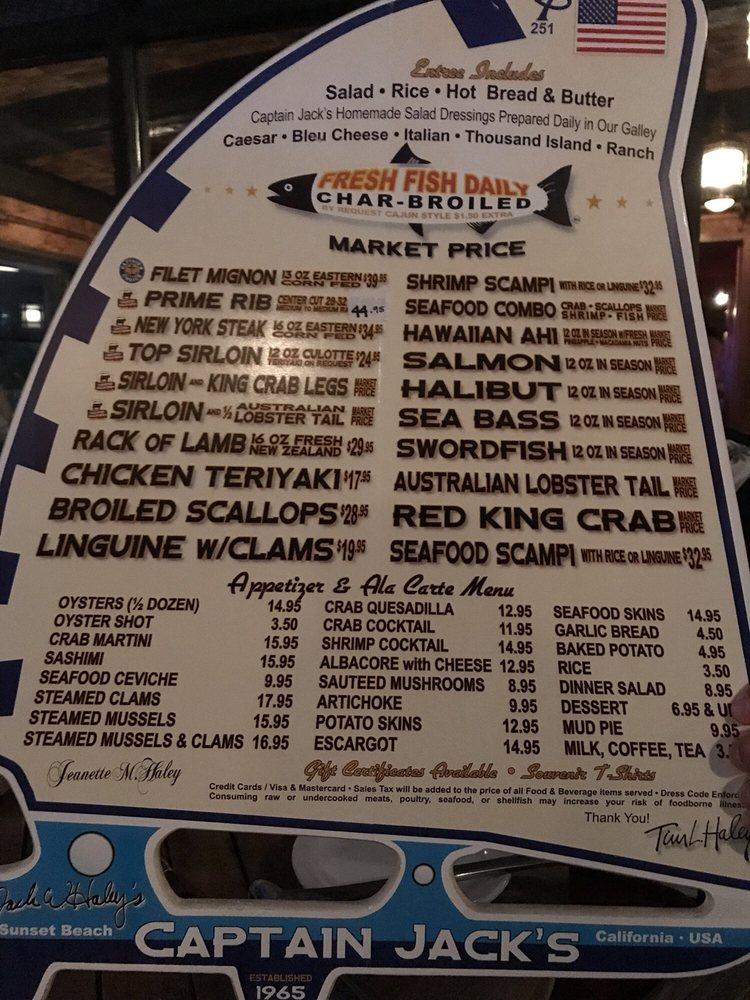 Menu at Captain Jack's pub & bar, Long Beach