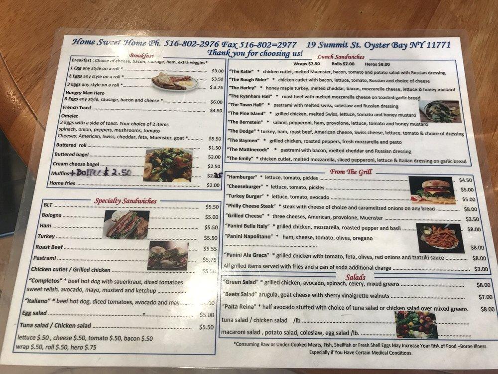 Menu at Home Sweet Home Cafe, Oyster Bay