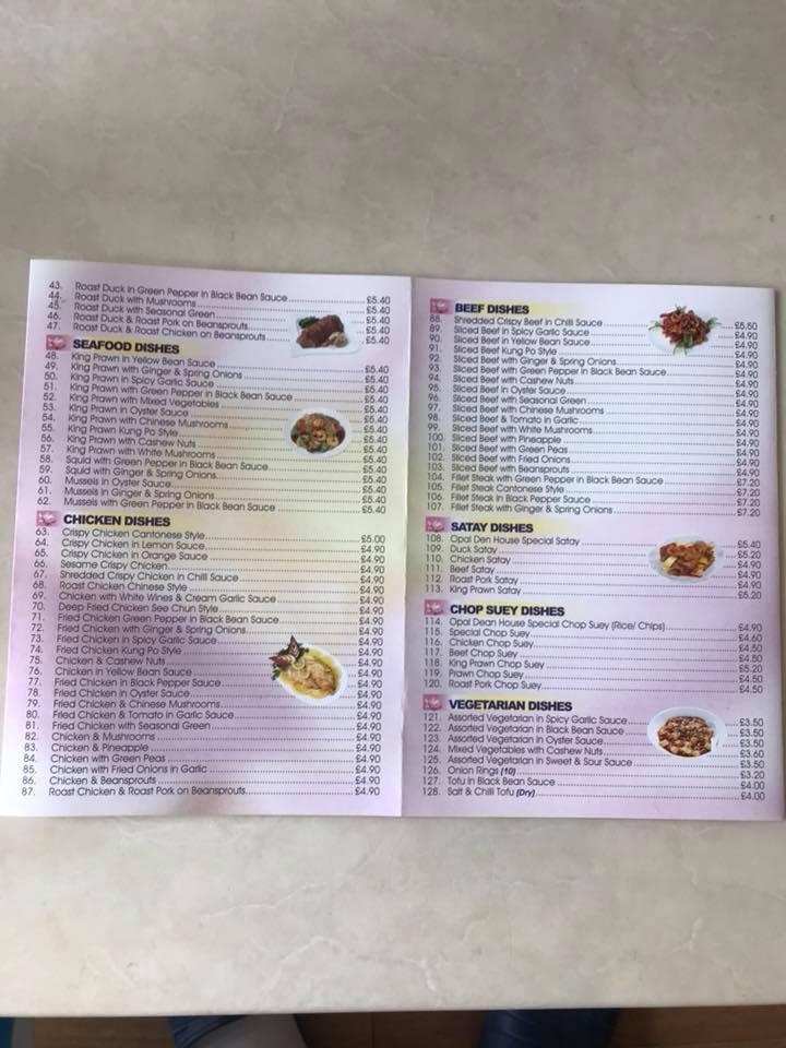 Menu at Opalden restaurant, Aberkenfig