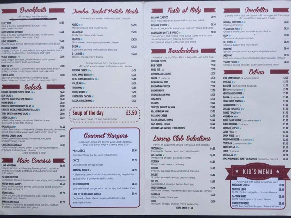 Menu at Cafe D-licious, Wisbech, 14 Old Market