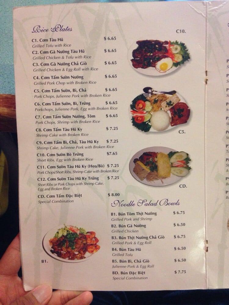 Menu at Pho Cat Sang restaurant, Kent