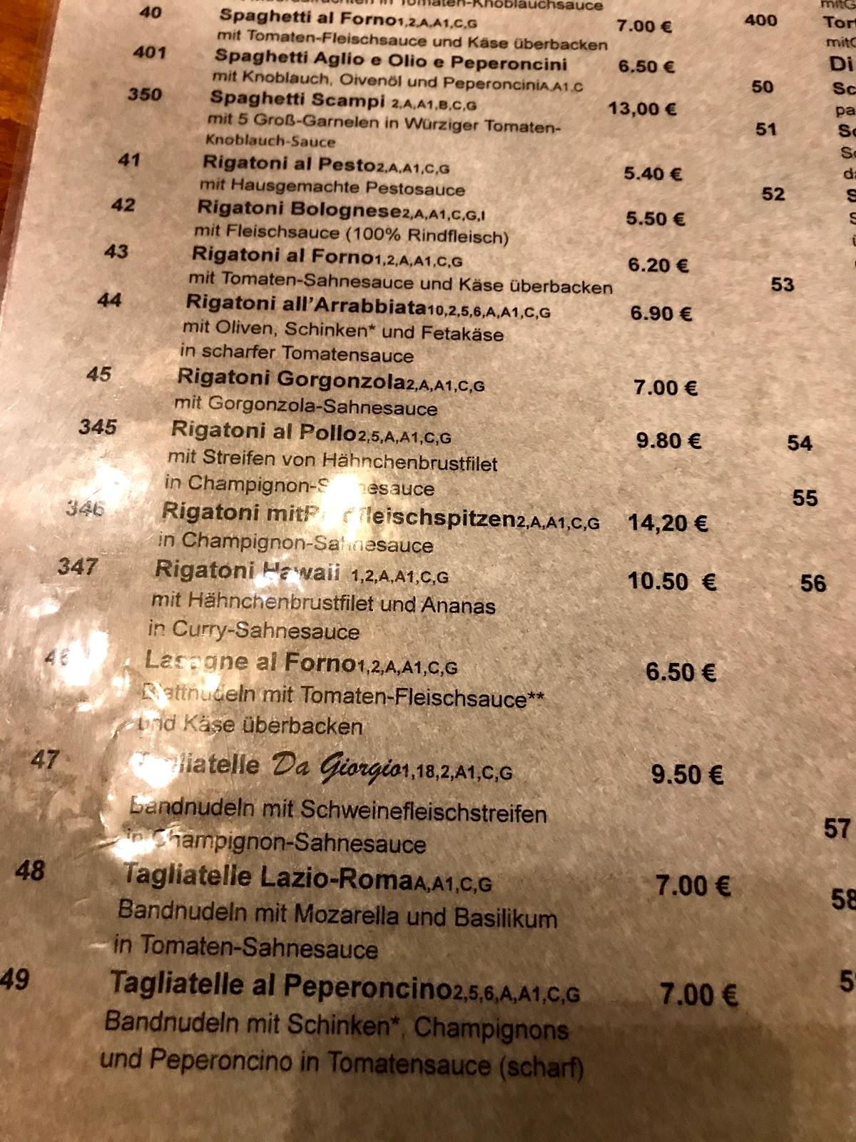Speisekarte von Da Giorgio pizza, Berlin, Uhlandstraße 153