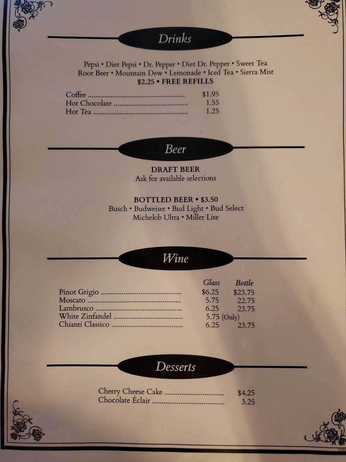 Menu at Erio's Pizza & Restaurant, Woodson Terrace
