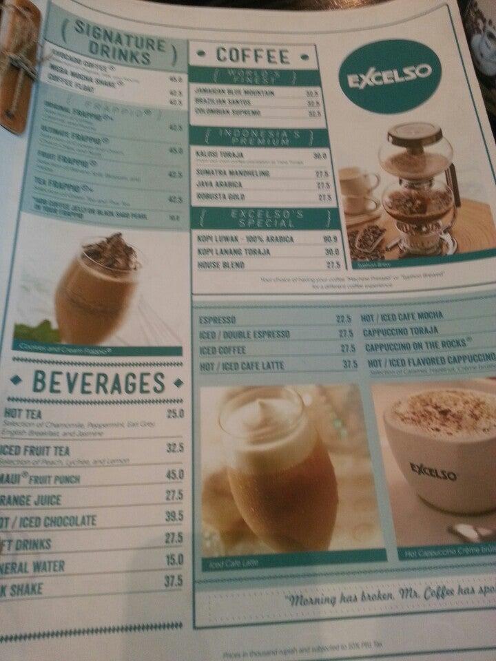 Menu at Excelso Cirebon Superblock Mall restaurant, Cirebon