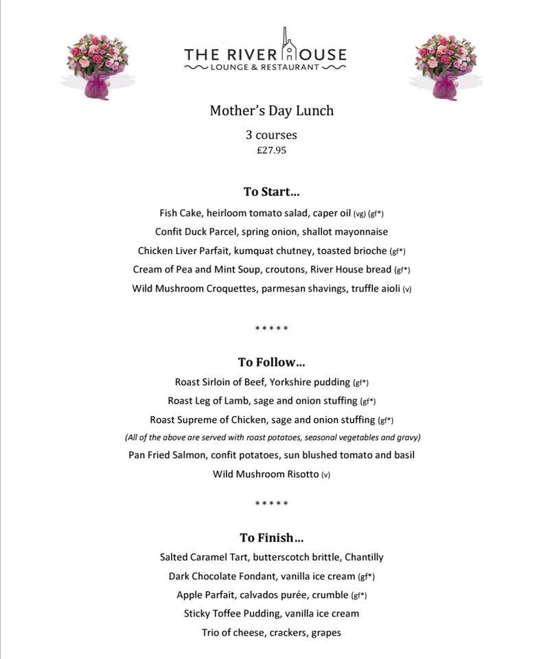 Menu at The River House restaurant, Swansea