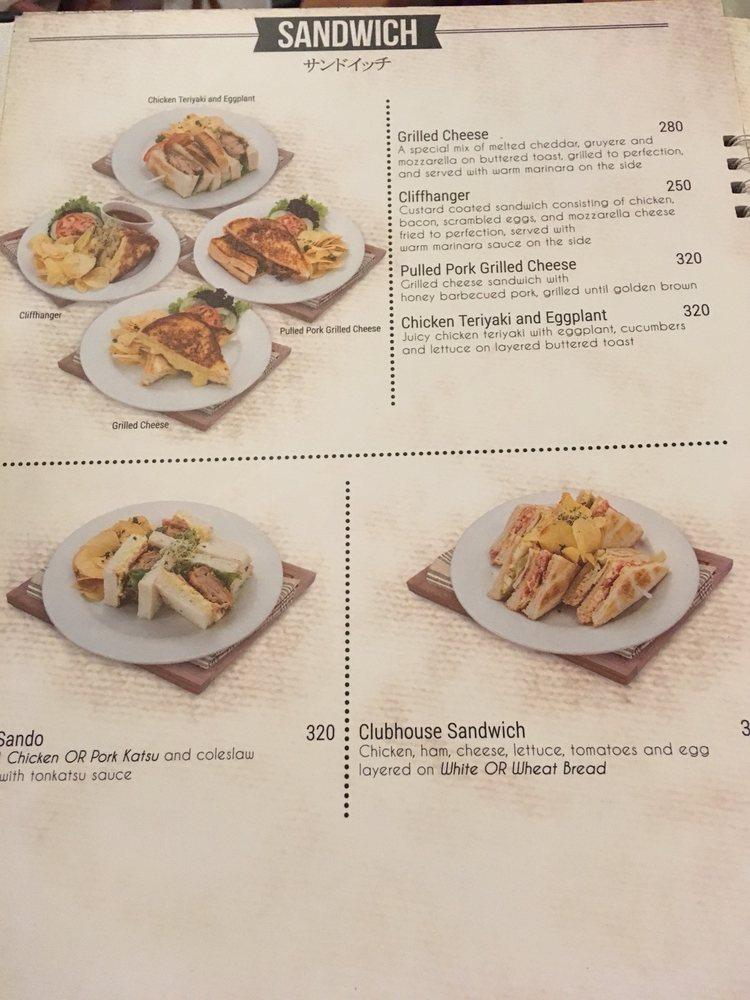 Menu at UCC Mentore cafe, Makati