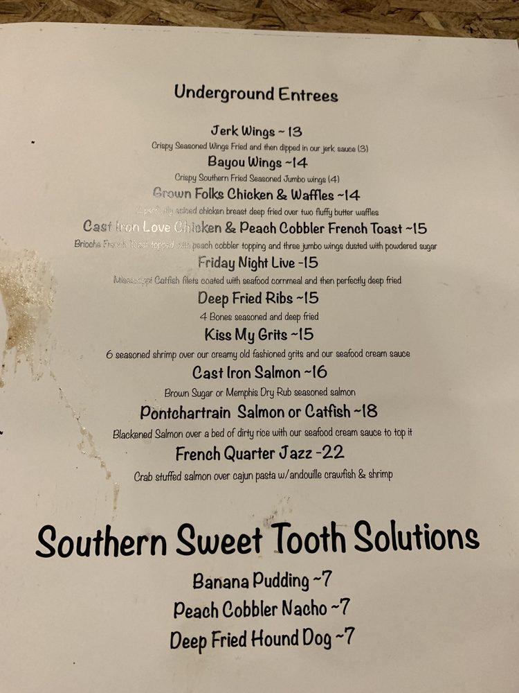 Menu at Chef Tam's Underground Cafe, Memphis, 668 Union Ave