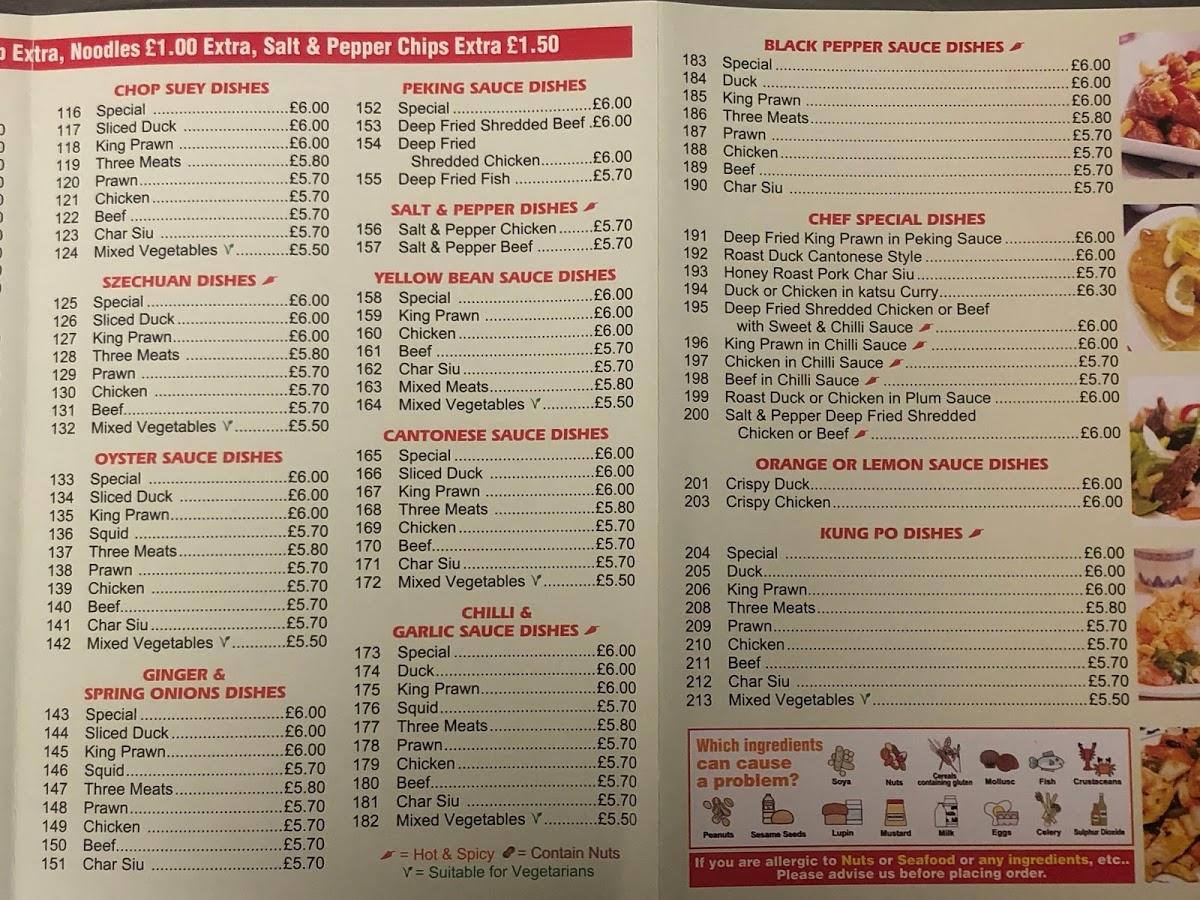 Menu at Silver Dragon restaurant, Wallasey