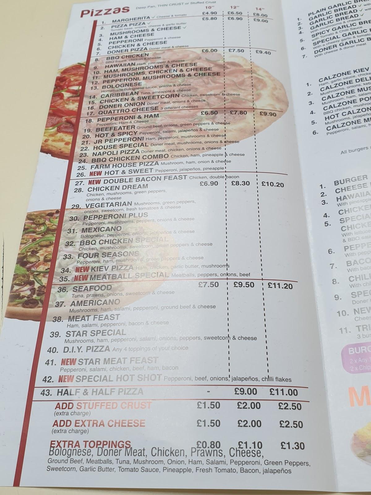 Menu at Star Pizza pizzeria, Doncaster