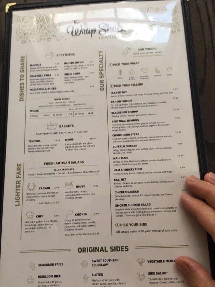 Menu at The Wrap Shack restaurant, Hawthorne