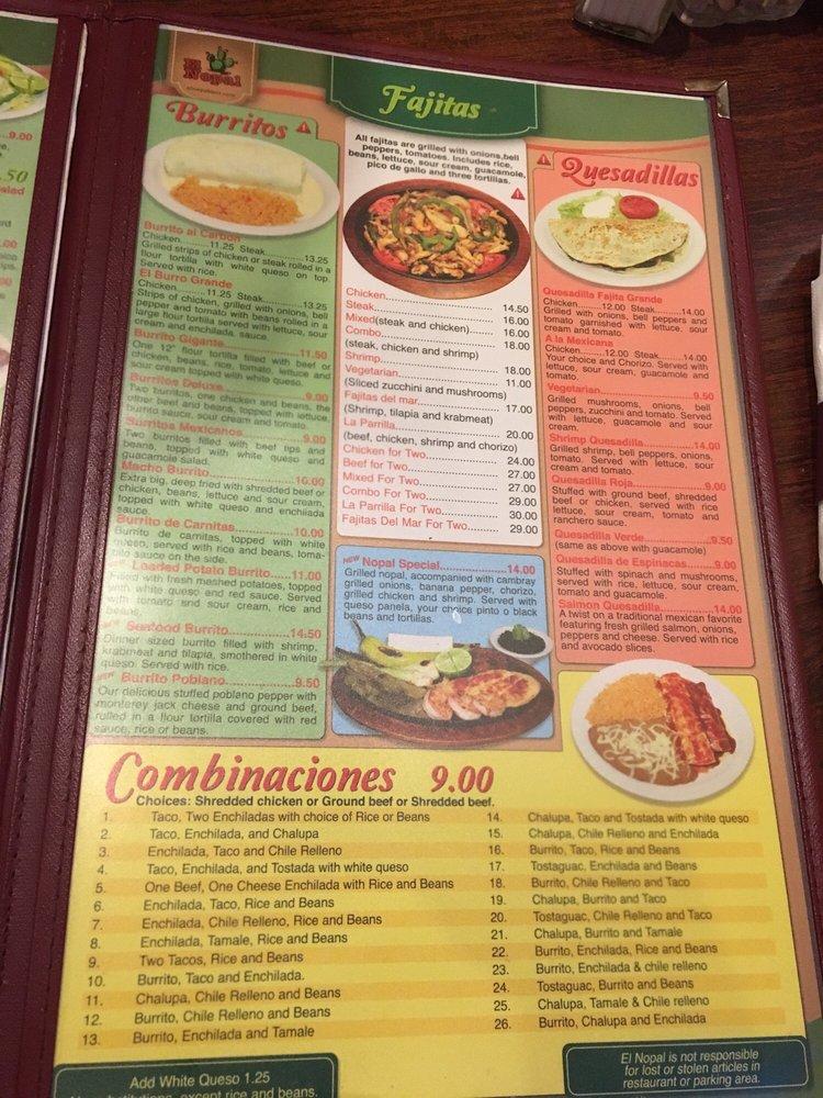 Menu at El Nopal Mexican Food Westport Rd restaurant, Louisville ...