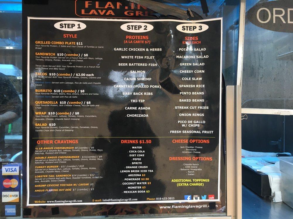 Menu at Flaming Lava Grill BBQ, Los Angeles, Mulholland Dr