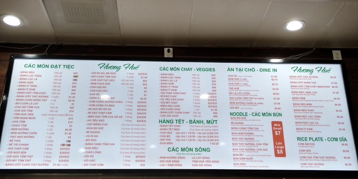 Menu at Hương Huế Food To Go restaurant, Westminster