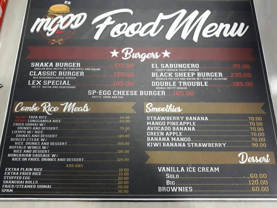Menu at MGOD Burger Station restaurant, Batangas, Hilltop jose p laurel st