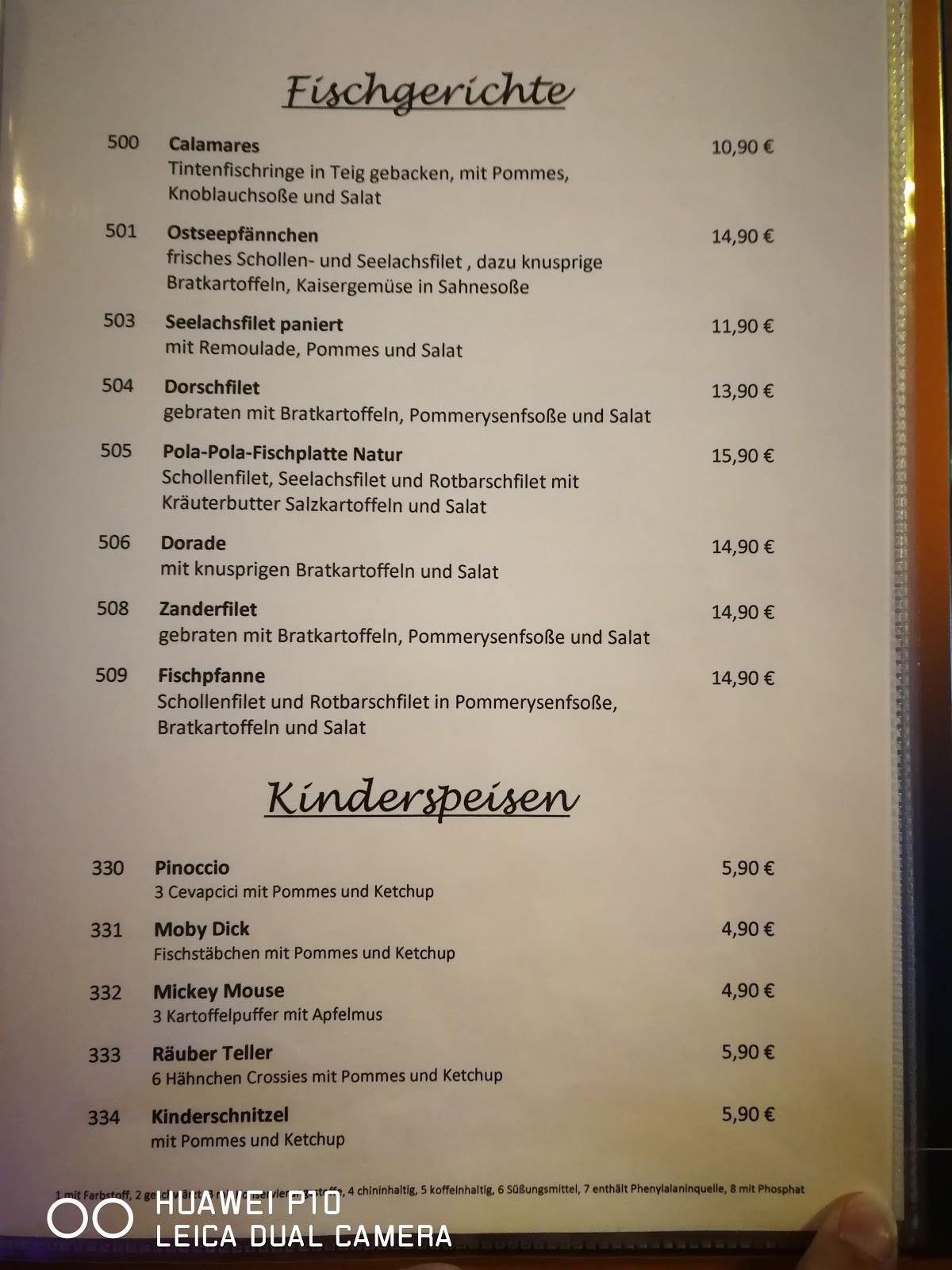 Speisekarte von POLA POLA restaurant, Oldenburg