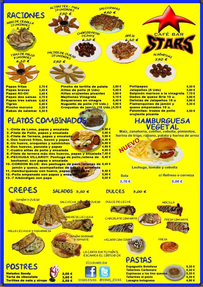 Menu at Stars Bar Rivas, Rivas-Vaciamadrid, Pl. de Euskadi
