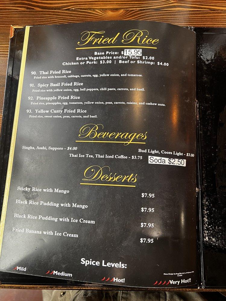 Menu at Suchada's Thai Cuisine LLC restaurant, Moscow