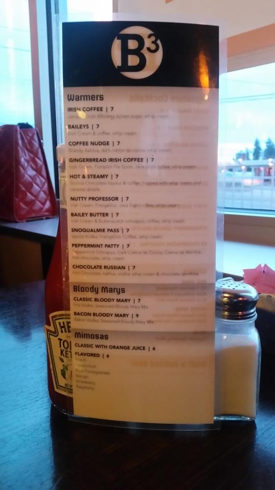 Menu at B3 Breakfast & Burger Bar, Lynnwood