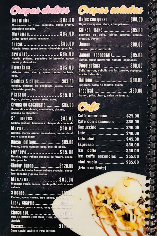 Menu at Cherry crepas & cafe, Ensenada