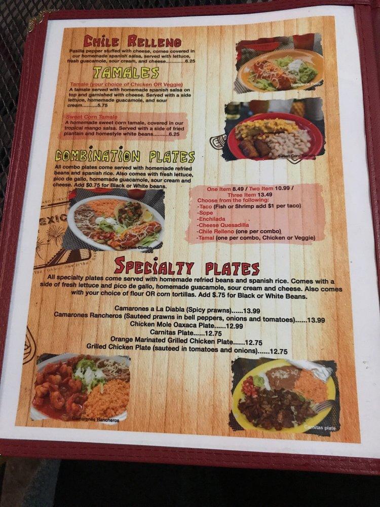 Menu at Don Julio's restaurant, Rohnert Park