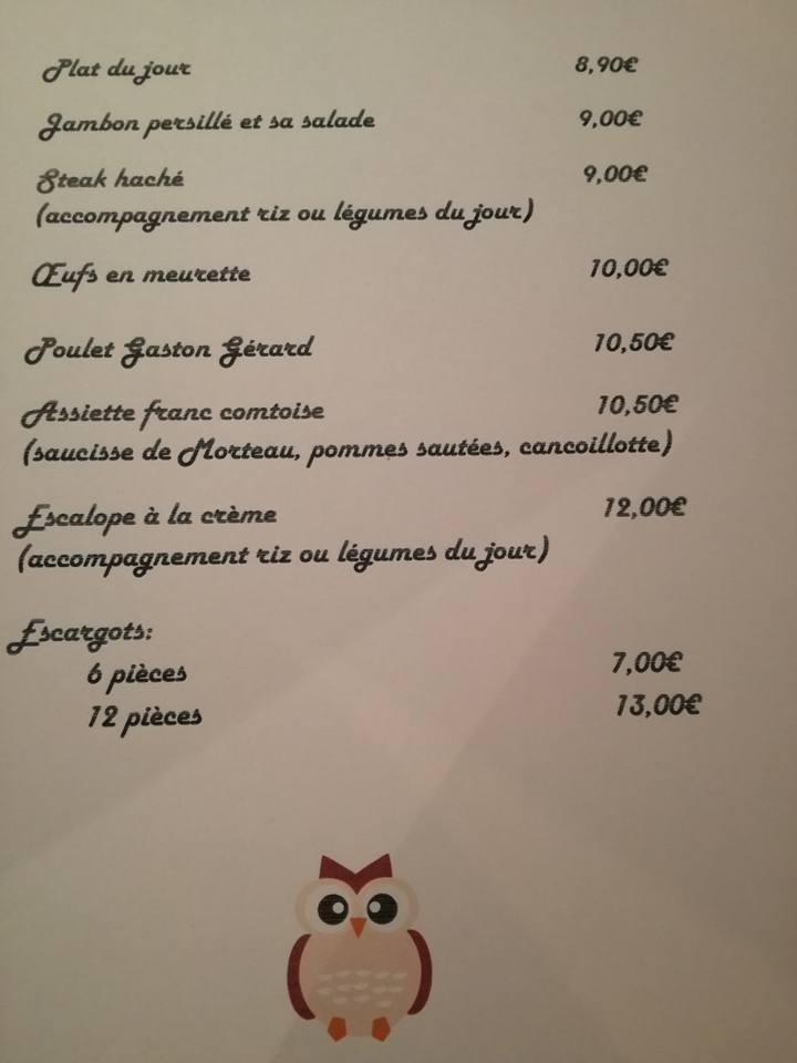 Menu au Le Comptoir De La Chouette restaurant, Dijon, 4 Rue de la Chouette