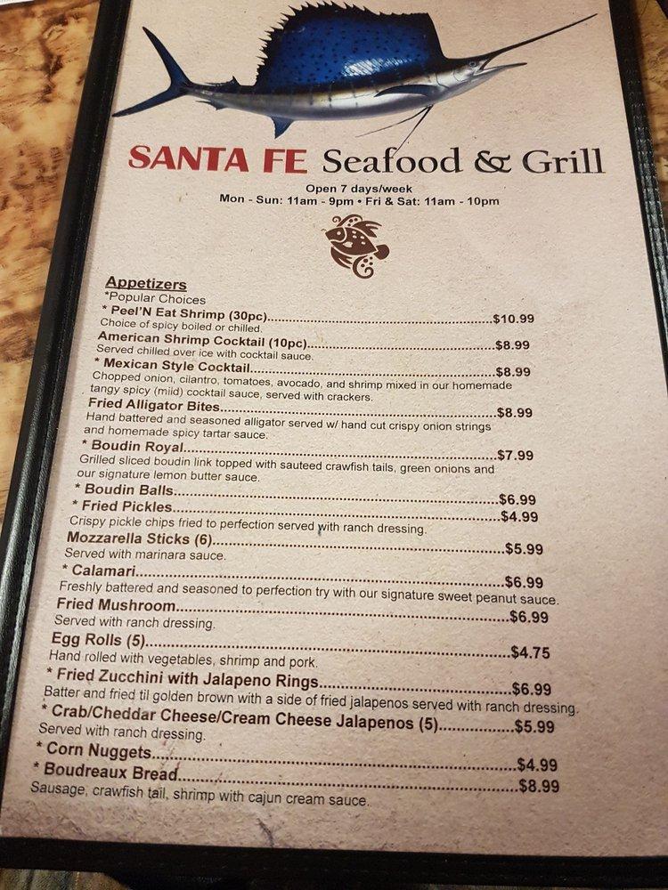 Menu at Santa Fe Seafood & Grill restaurant, Santa Fe