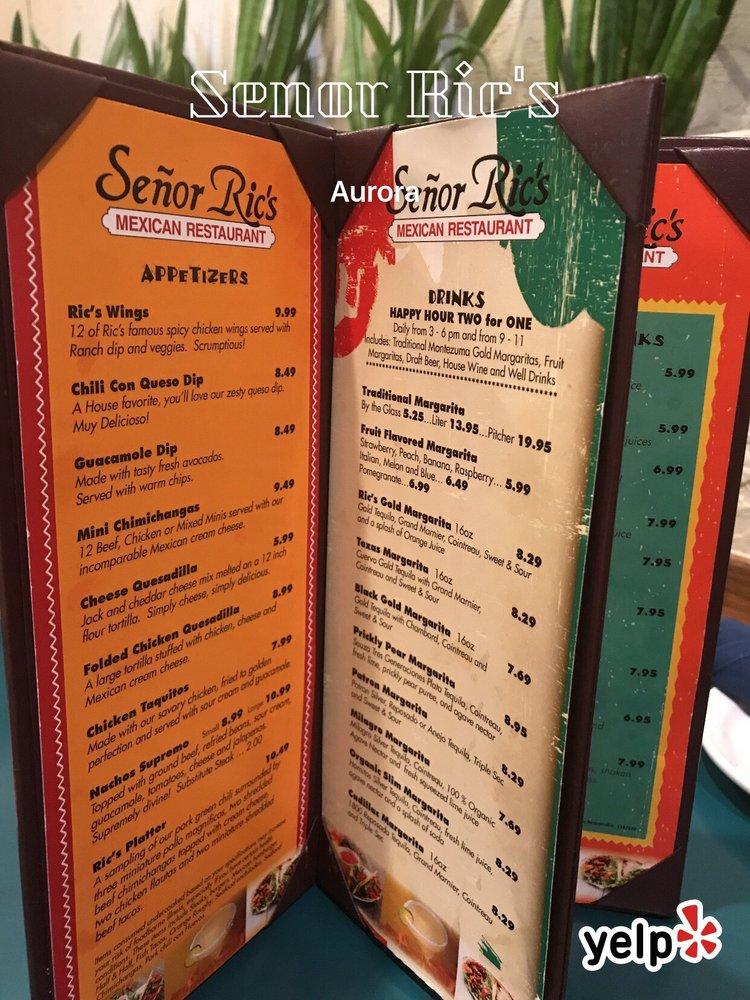 Menu at Senor Ric's Mexican Restaurant, Aurora, E Mississippi Ave