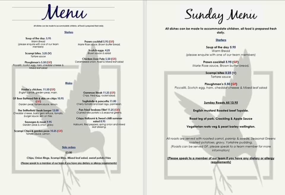 Menu at The Snitterfield Arms pub & bar, Stratford-upon-Avon