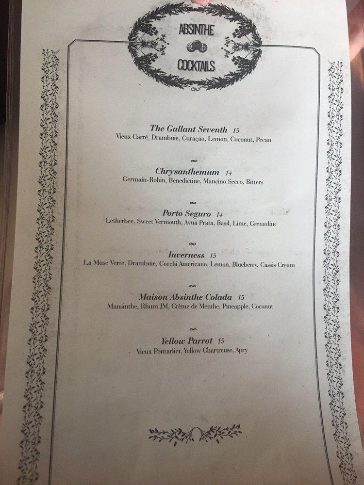 Menu at Maison Premiere pub & bar, New York City