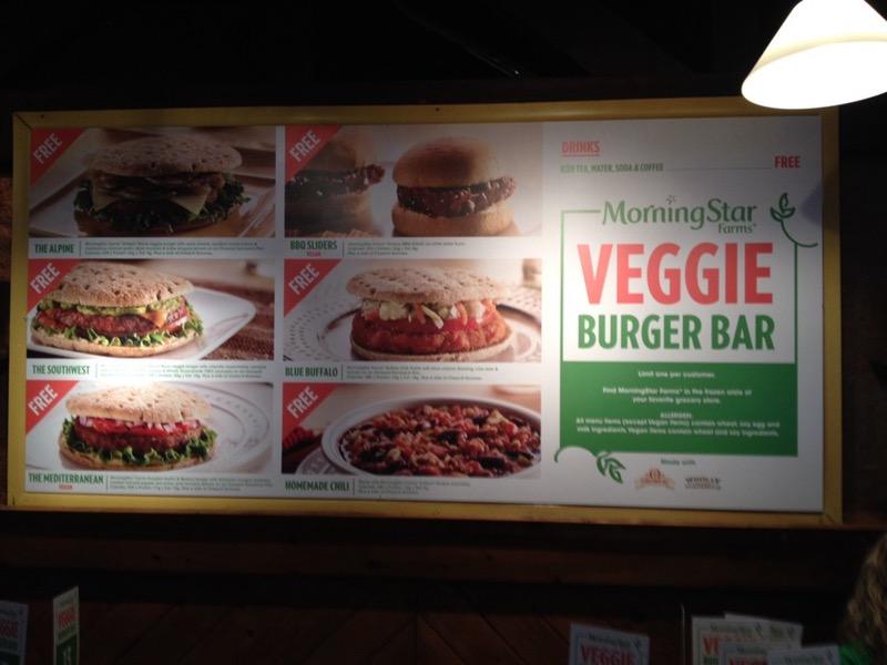Menu at Morning Star Veggie Burger Bar pop-up, Park City