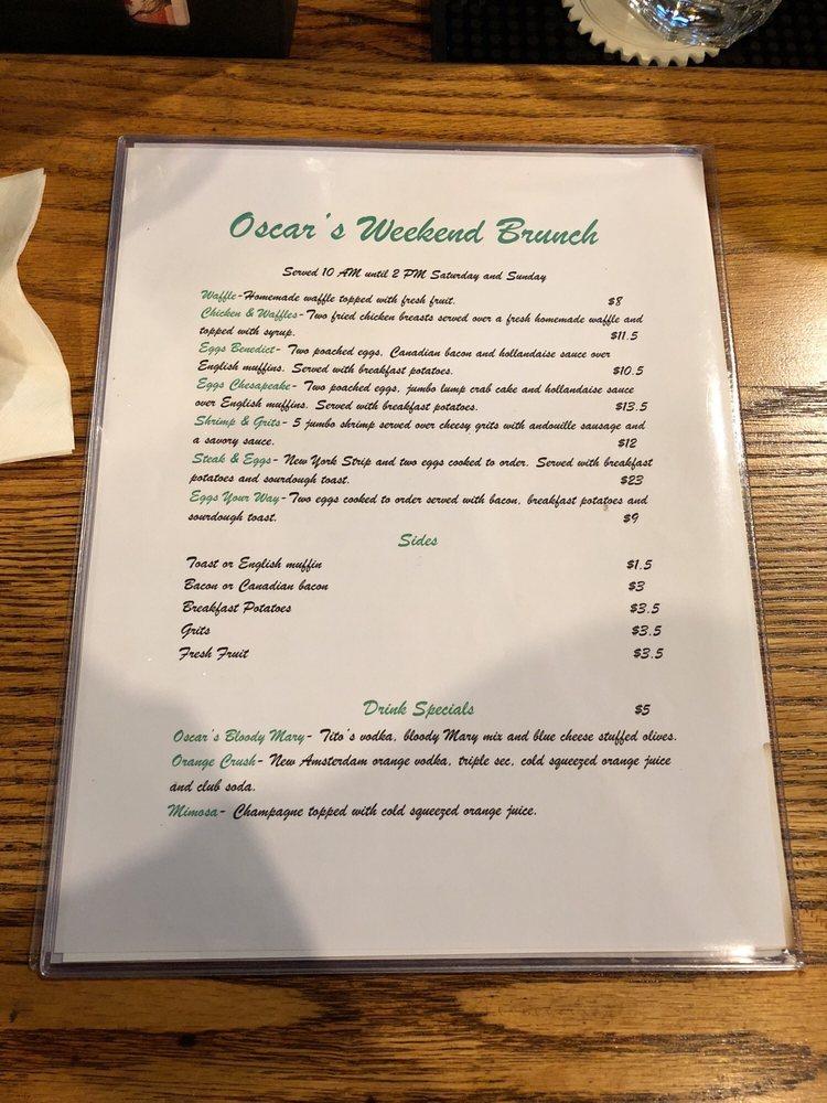 Menu at Oscar’s Alehouse (West) pub & bar, Frederick