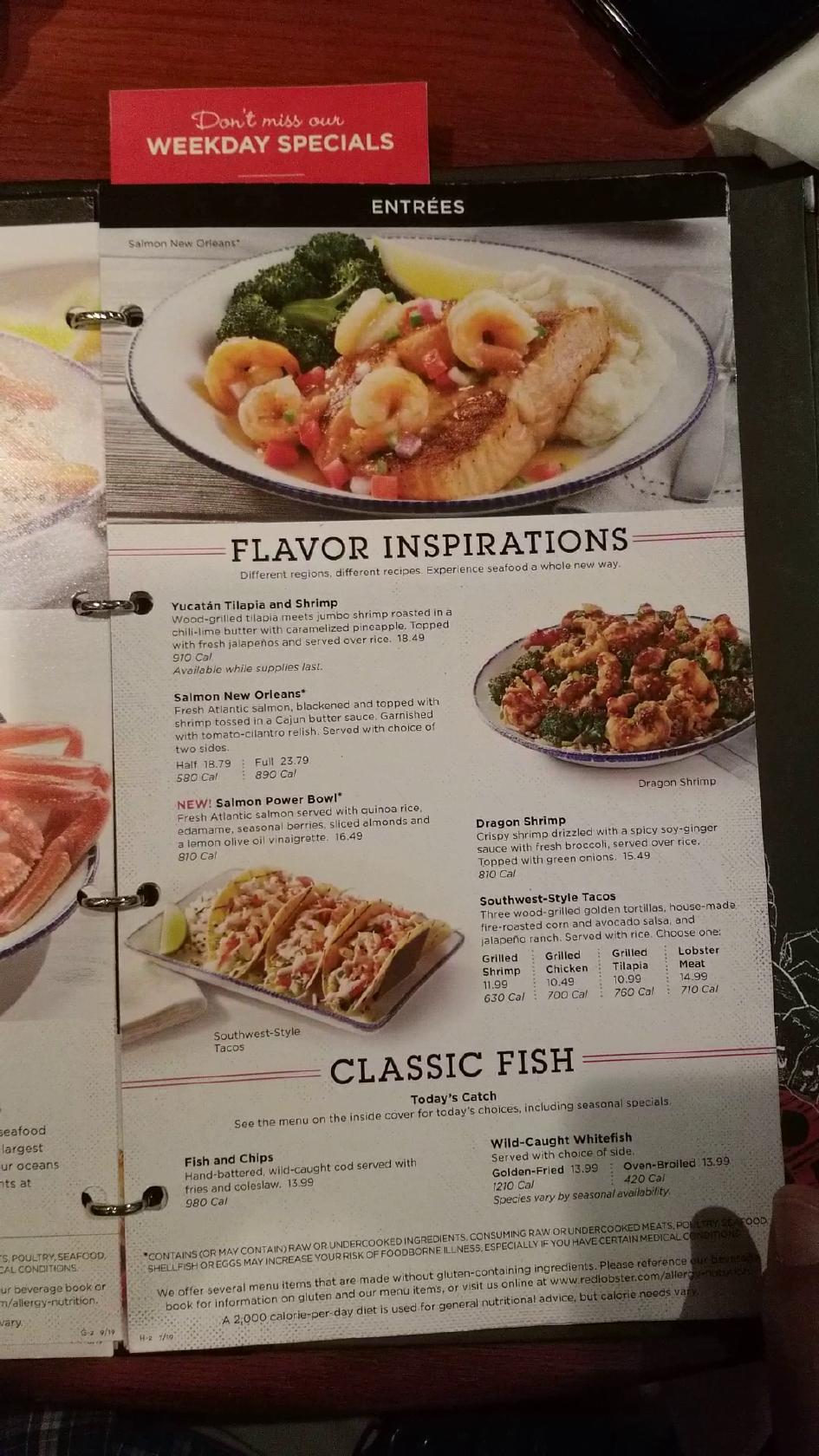 Menu at Red Lobster restaurant, Maumee, 1422 S Reynolds Rd