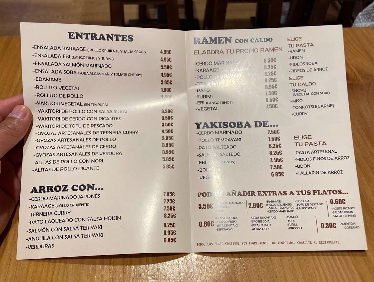 Carta del restaurante SUKAI RAMEN, Bilbao