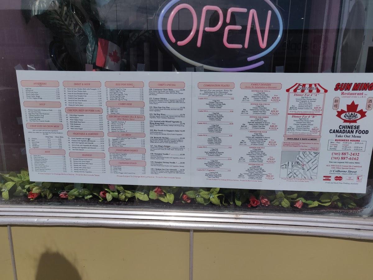 Menu at Sun Ming Restaurant, Kawartha Lakes