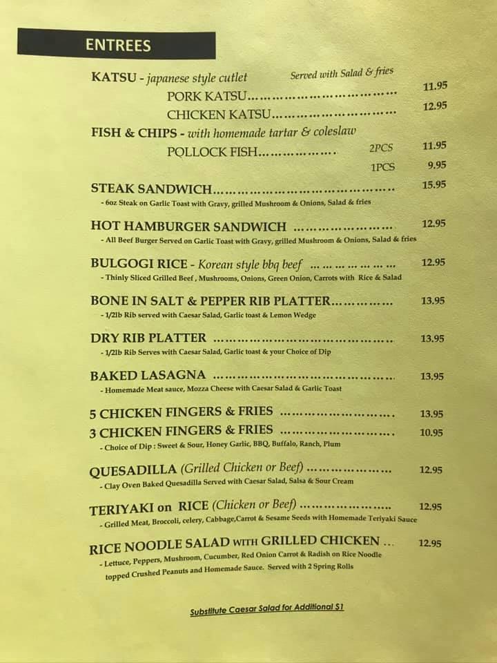 Menu at Birch Tree Cafe, Birch Hills
