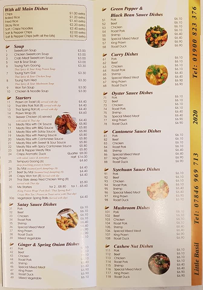 Menu at Little Basil fast food, Cockermouth