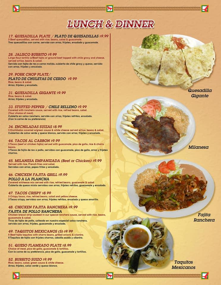 Menu at Los Charros Mexican Restaurant, Needville, Main St