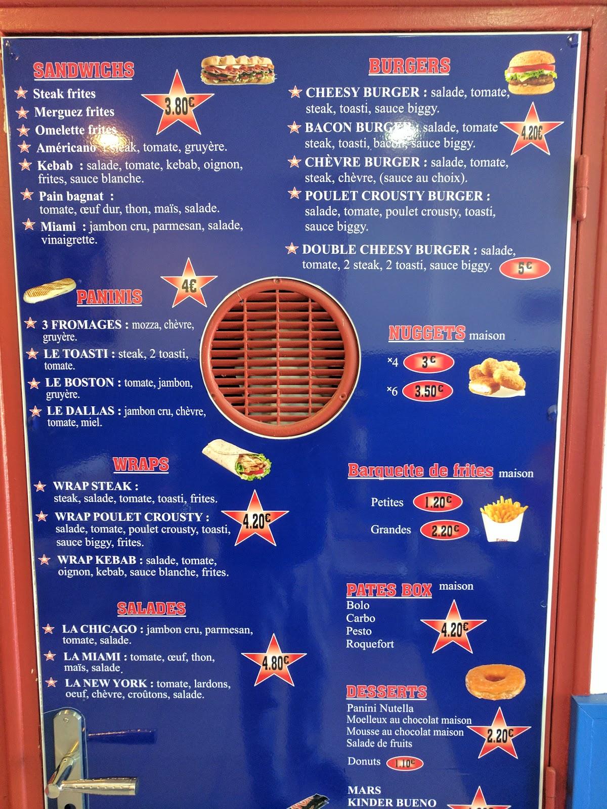 Menu at New Campus restaurant, Aubagne