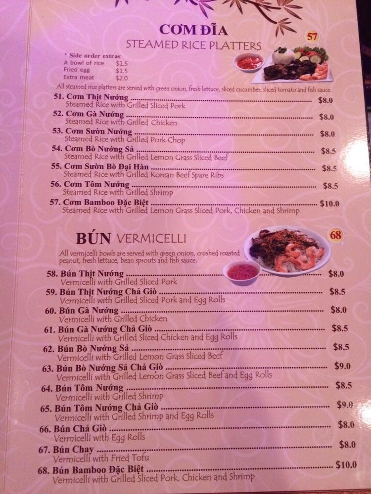 Menu at Pho Oh Yeah restaurant, Houston