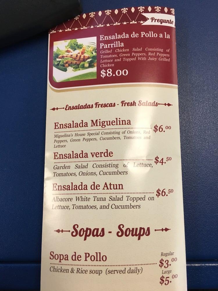 Menu at Reposteria Miguelina restaurant, Lawrence