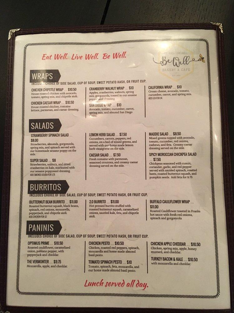 Menu at Be Well Bakery And Cafe, Bryn Athyn