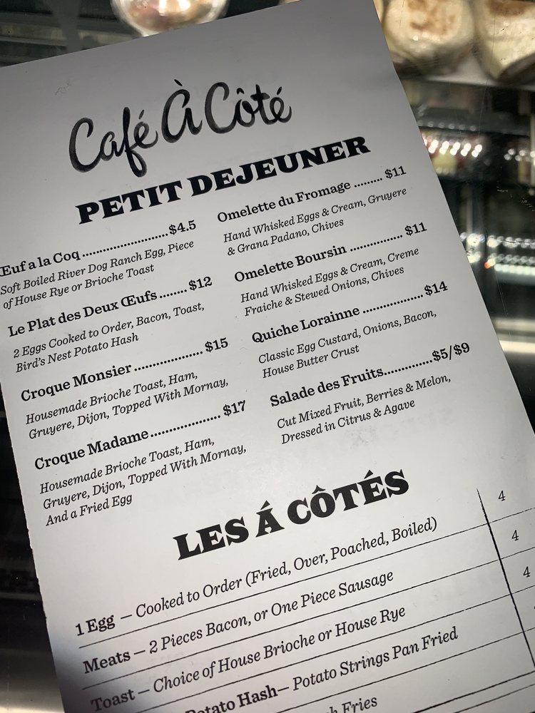 Menu at Café Á Côté pub & bar, Sacramento