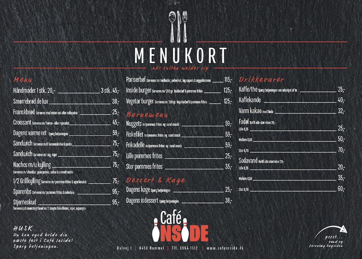 Menu at Cafe Inside, Hammel