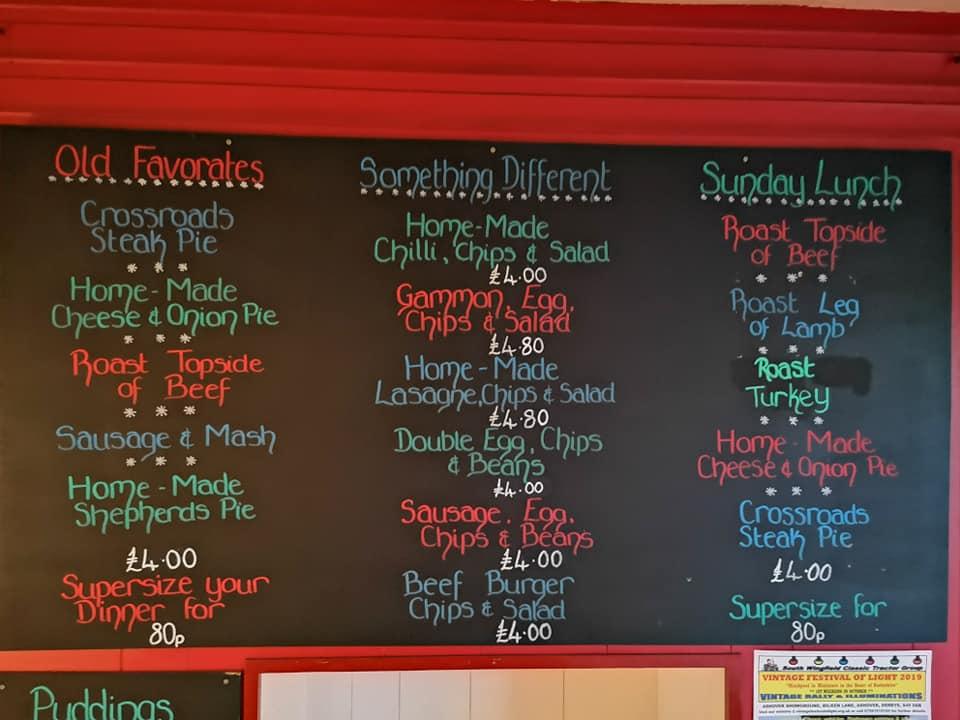 Menu at Crossroads Cafe, Chesterfield