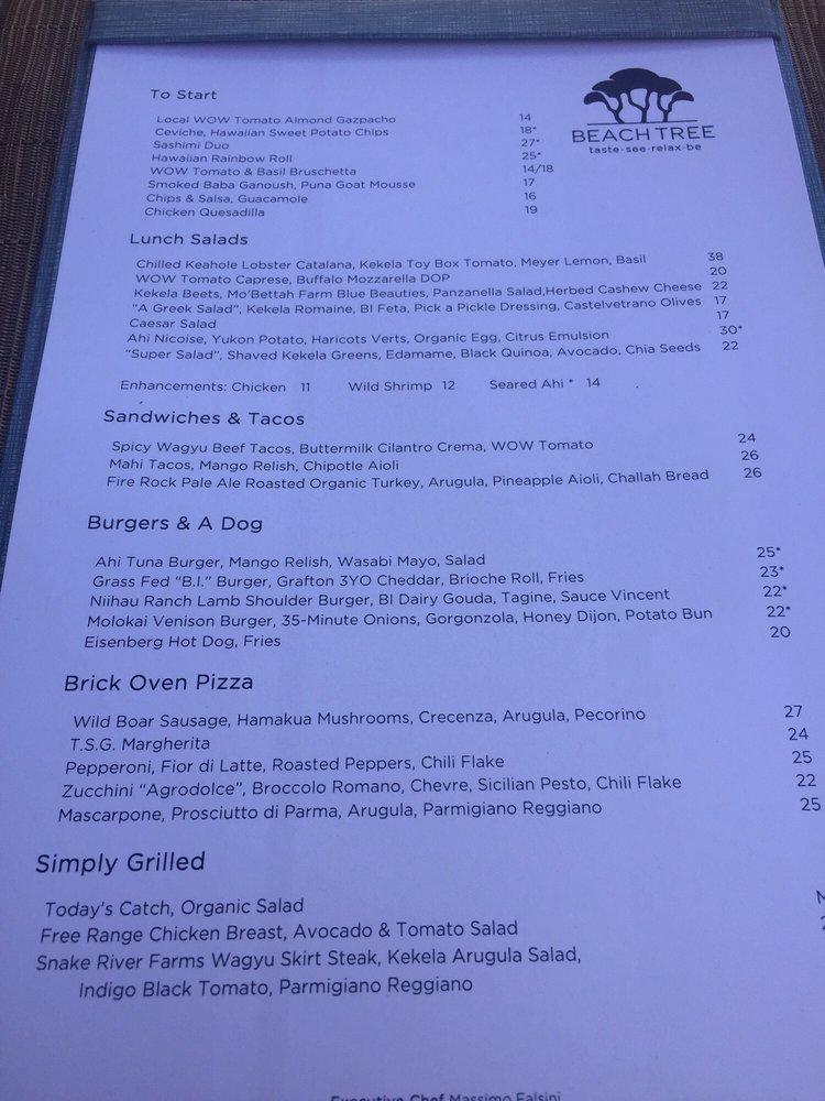 Menu at Residents' Beach House pub & bar, Kalaoa