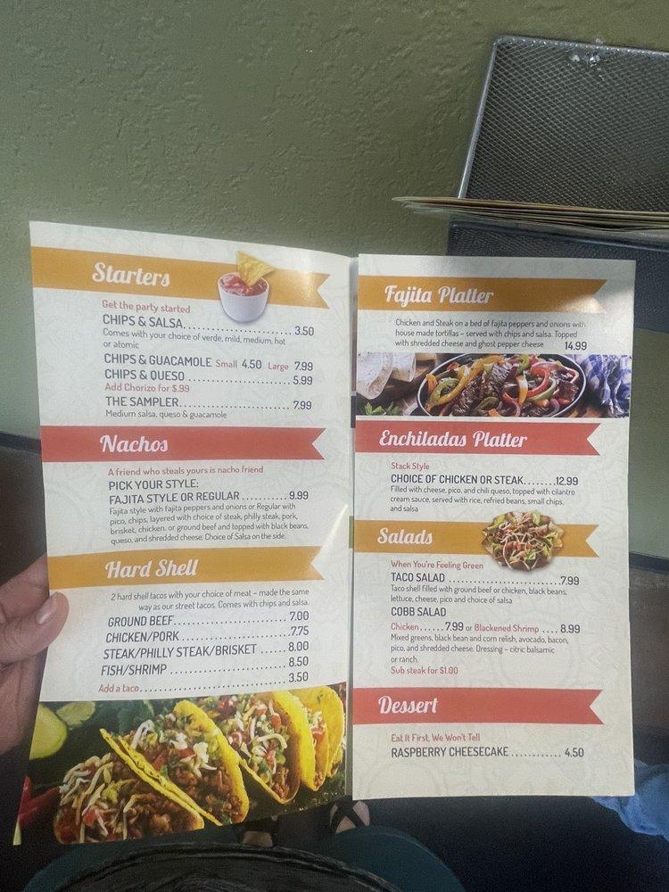 Menu at Toni's Taco restaurant, Yukon